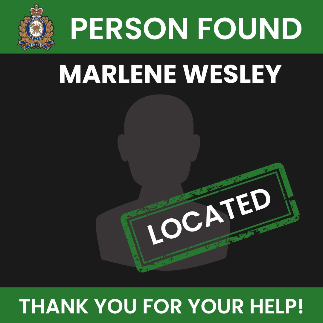 **UPDATE - LOCATED - MARLENE WESLEY | Timmins Police Service